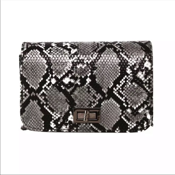 Boutique | Bags | Snake Print Cross Body Purse In Black | Poshmark